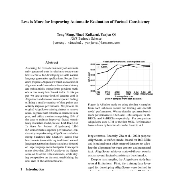Less is More for Improving Automatic Evaluation of Factual Consistency - ACL Anthology
