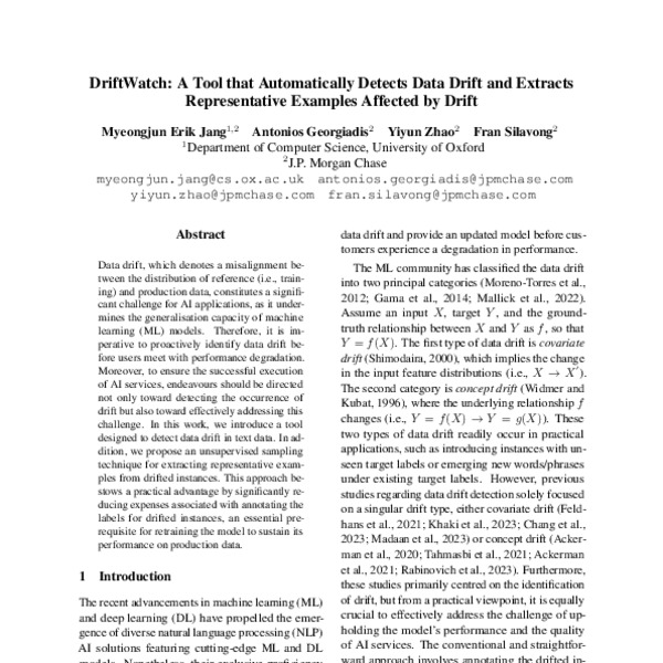 DriftWatch: A Tool that Automatically Detects Data Drift and Extracts ...