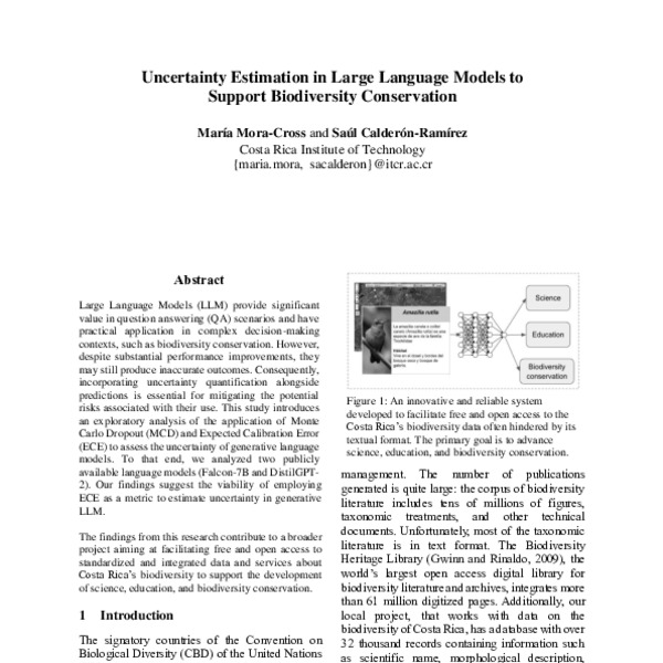 Uncertainty Estimation in Large Language Models to Support Biodiversity Conservation - ACL Anthology