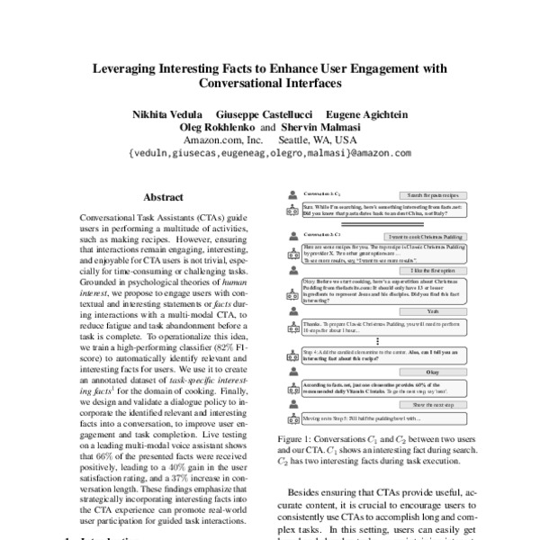 Leveraging Interesting Facts to Enhance User Engagement with Conversational Interfaces - ACL ...