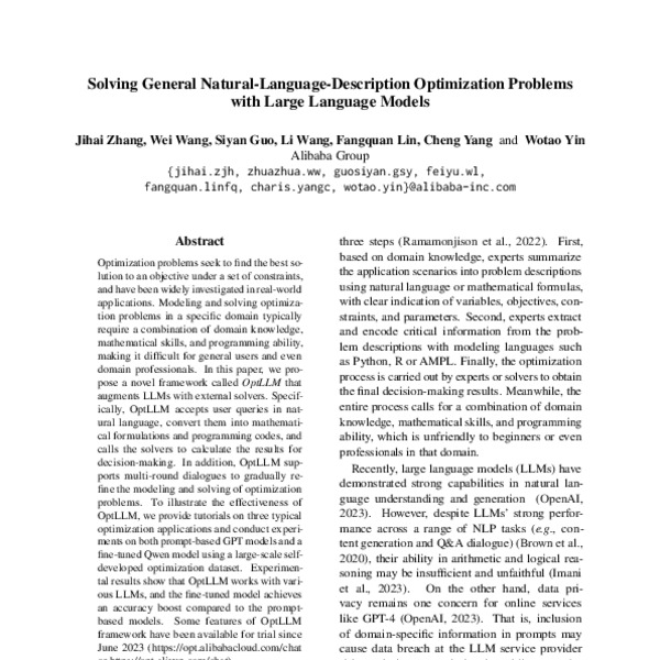 Solving General Natural-Language-Description Optimization Problems with Large Language Models ...