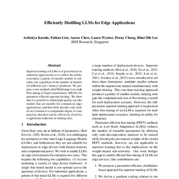 Efficiently Distilling LLMs for Edge Applications - ACL Anthology