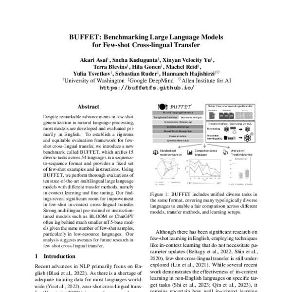 BUFFET: Benchmarking Large Language Models for Few-shot Cross-lingual ...