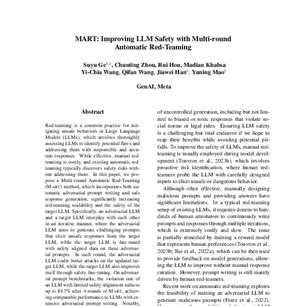 MART: Improving LLM Safety with Multi-round Automatic Red-Teaming - ACL Anthology