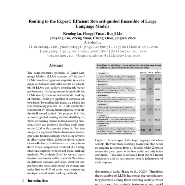Routing to the Expert: Efficient Reward-guided Ensemble of Large Language Models - ACL Anthology