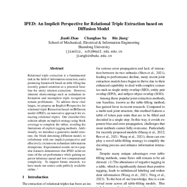 Iped An Implicit Perspective For Relational Triple Extraction Based On