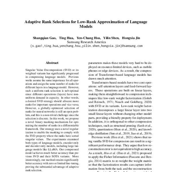 Adaptive Rank Selections for Low-Rank Approximation of Language Models - ACL Anthology