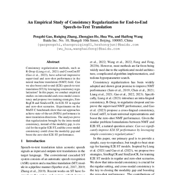An Empirical Study of Consistency Regularization for End-to-End Speech-to-Text Translation - ACL ...
