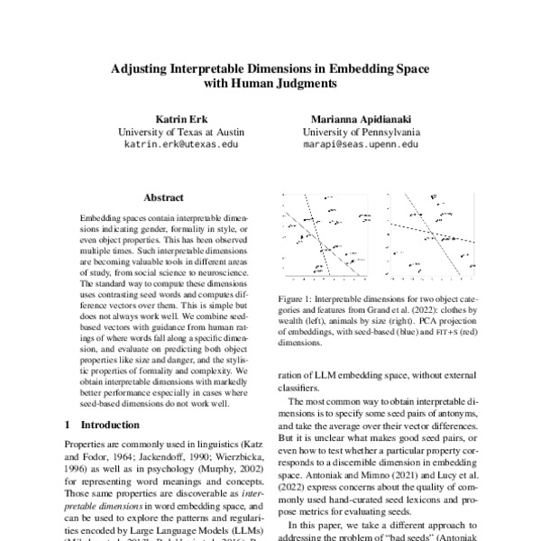Adjusting Interpretable Dimensions in Embedding Space with Human Judgments - ACL Anthology