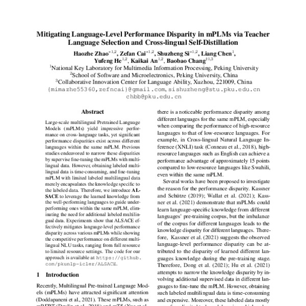 Mitigating Language-Level Performance Disparity in mPLMs via Teacher Language Selection and ...