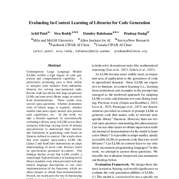 Evaluating In-Context Learning of Libraries for Code Generation - ACL Anthology