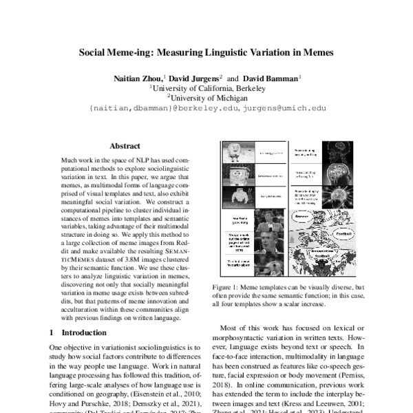 Social Meme-ing: Measuring Linguistic Variation in Memes - ACL Anthology