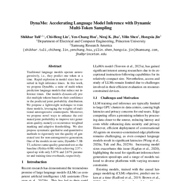 DynaMo: Accelerating Language Model Inference with Dynamic Multi-Token Sampling - ACL Anthology