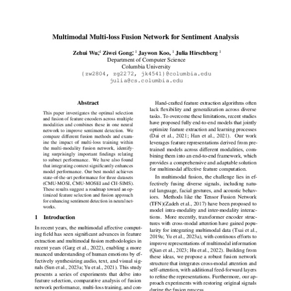 Multimodal Multi-loss Fusion Network for Sentiment Analysis - ACL Anthology
