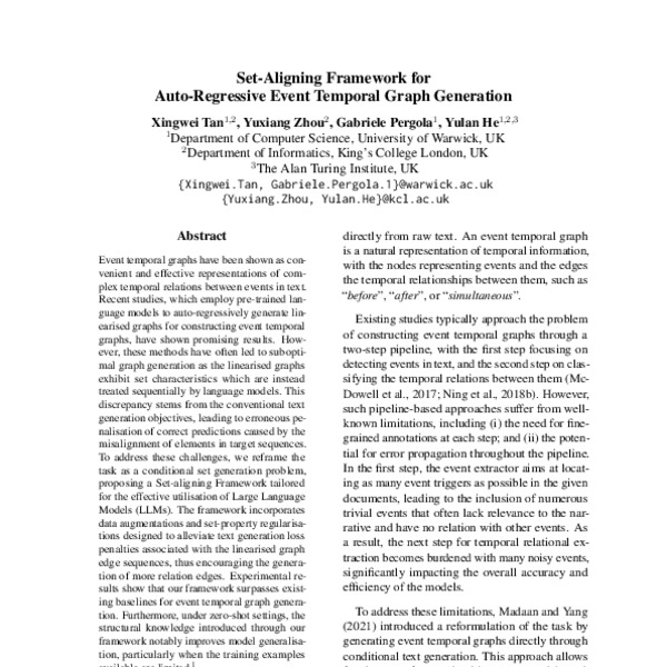 Set Aligning Framework For Auto Regressive Event Temporal Graph Generation Acl Anthology
