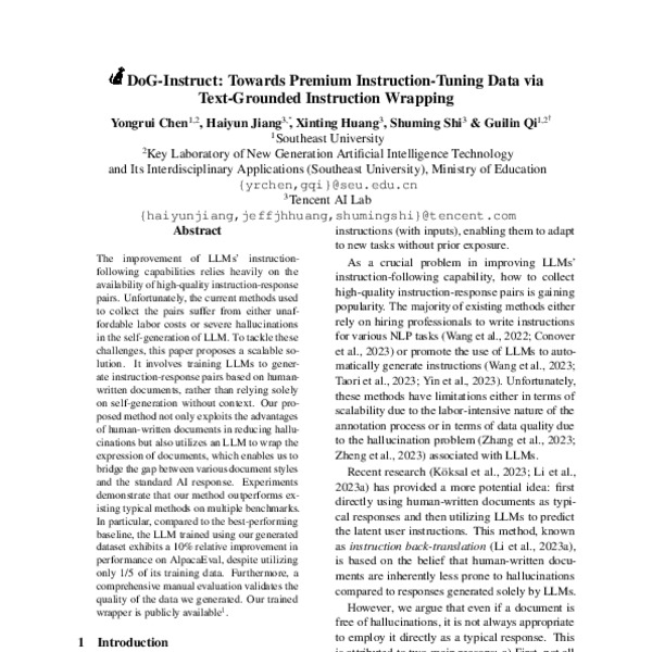 DoG-Instruct: Towards Premium Instruction-Tuning Data via Text-Grounded Instruction Wrapping ...