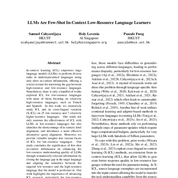 LLMs Are Few-Shot In-Context Low-Resource Language Learners - ACL Anthology