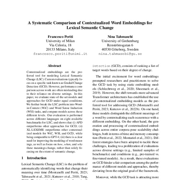 A Systematic Comparison of Contextualized Word Embeddings for Lexical Semantic Change - ACL ...