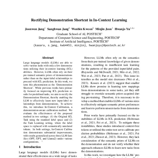 Rectifying Demonstration Shortcut in In-Context Learning - ACL Anthology