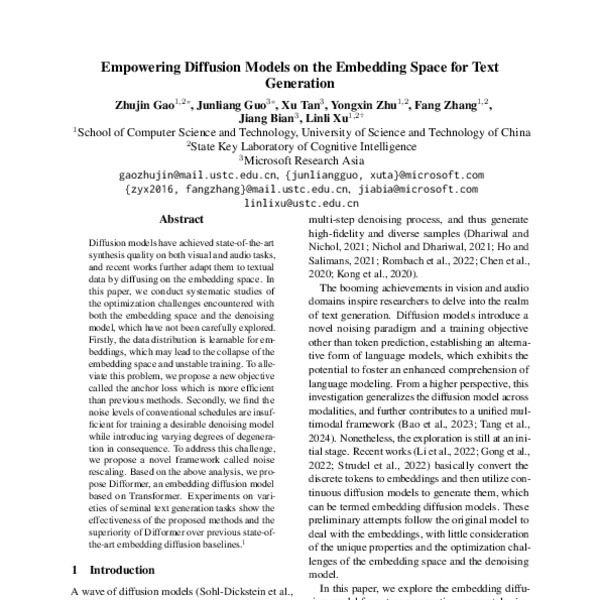 Empowering Diffusion Models On The Embedding Space For Text Generation