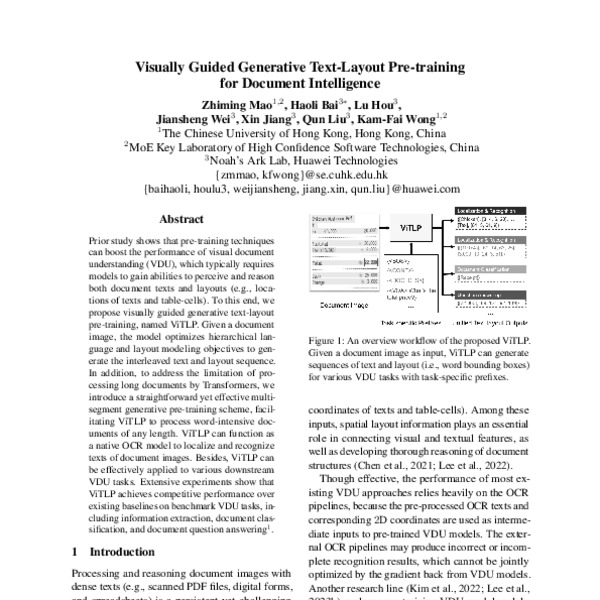 Visually Guided Generative Text-Layout Pre-training for Document Intelligence - ACL Anthology