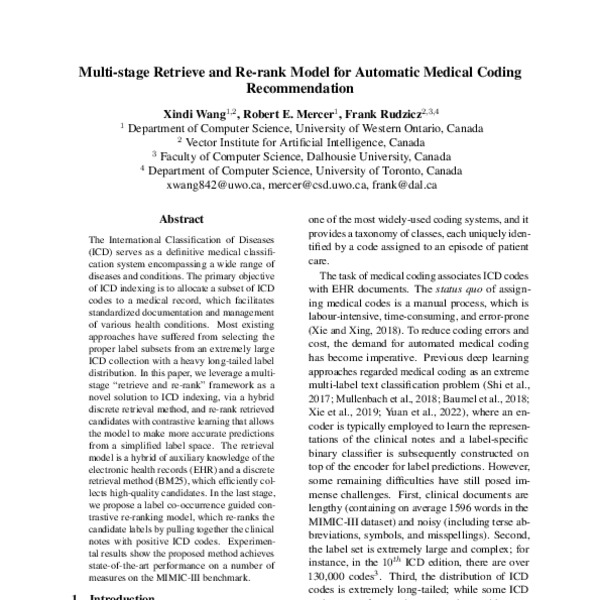 Multi-stage Retrieve and Re-rank Model for Automatic Medical Coding ...