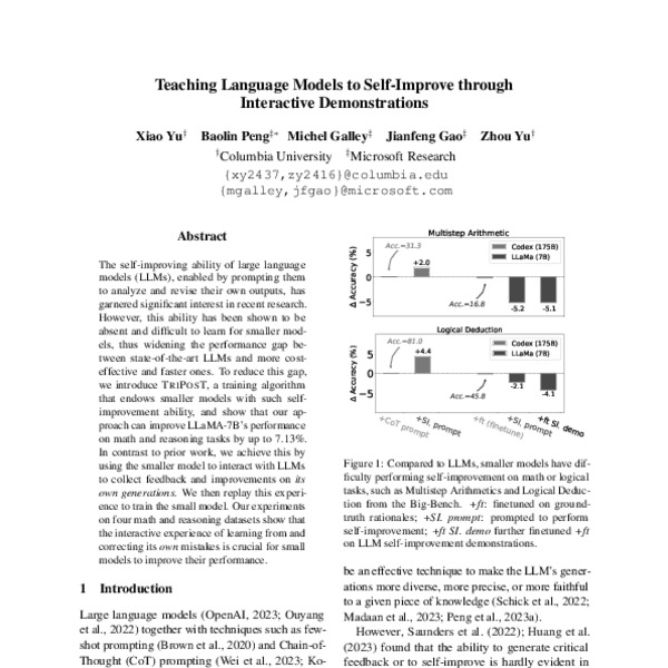 Teaching Language Models to Self-Improve through Interactive Demonstrations - ACL Anthology