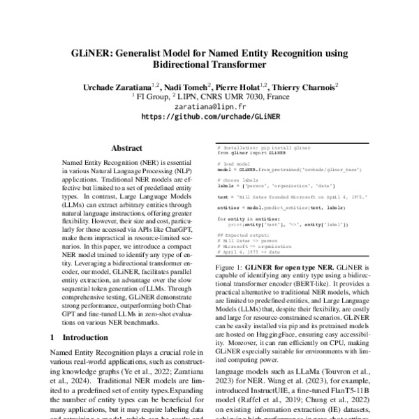 GLiNER: Generalist Model for Named Entity Recognition using Bidirectional Transformer - ACL ...