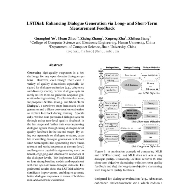 LSTDial: Enhancing Dialogue Generation via Long- and Short-Term Measurement Feedback - ACL Anthology