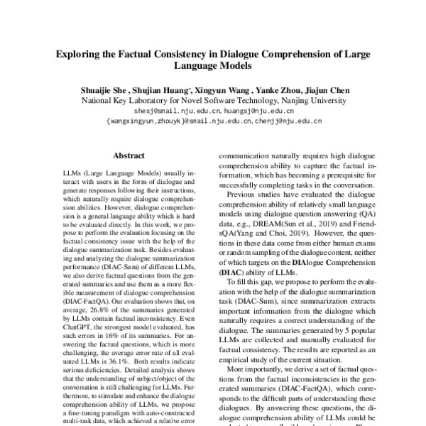 Exploring the Factual Consistency in Dialogue Comprehension of Large Language Models - ACL Anthology