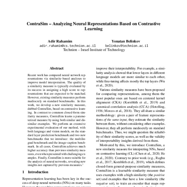 ContraSim – Analyzing Neural Representations Based on Contrastive Learning - ACL Anthology