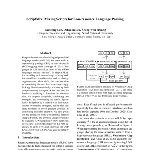 ScriptMix: Mixing Scripts for Low-resource Language Parsing - ACL Anthology
