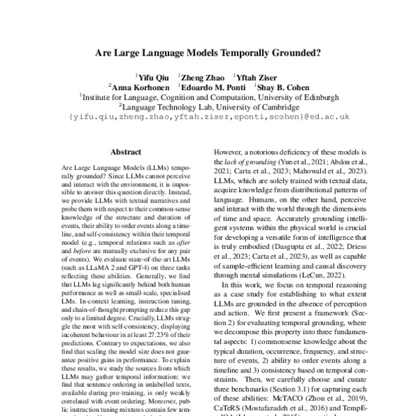 Are Large Language Model Temporally Grounded? - ACL Anthology