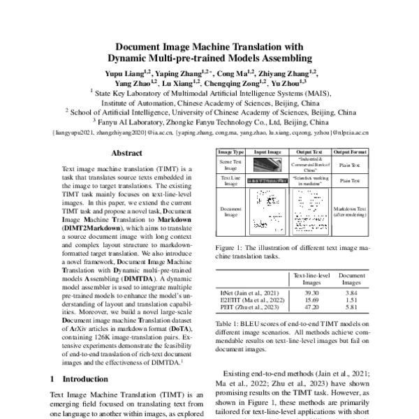 Document Image Machine Translation with Dynamic Multi-pre-trained ...
