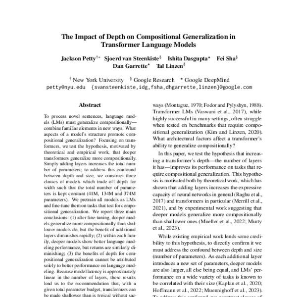 The Impact Of Depth On Compositional Generalization In Transformer Language Models Acl Anthology