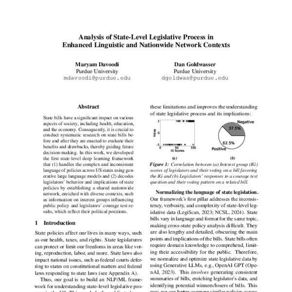 Analysis of State-Level Legislative Process in Enhanced Linguistic and Nationwide Network ...