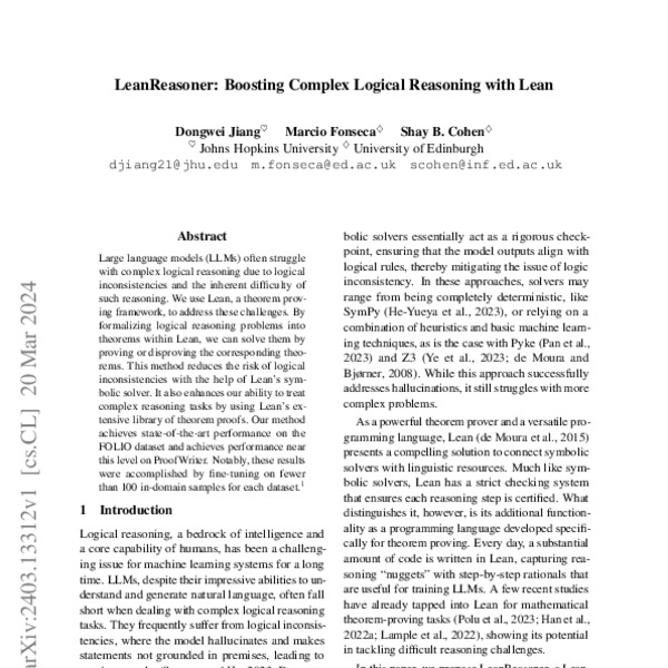 LeanReasoner: Boosting Complex Logical Reasoning with Lean - ACL Anthology