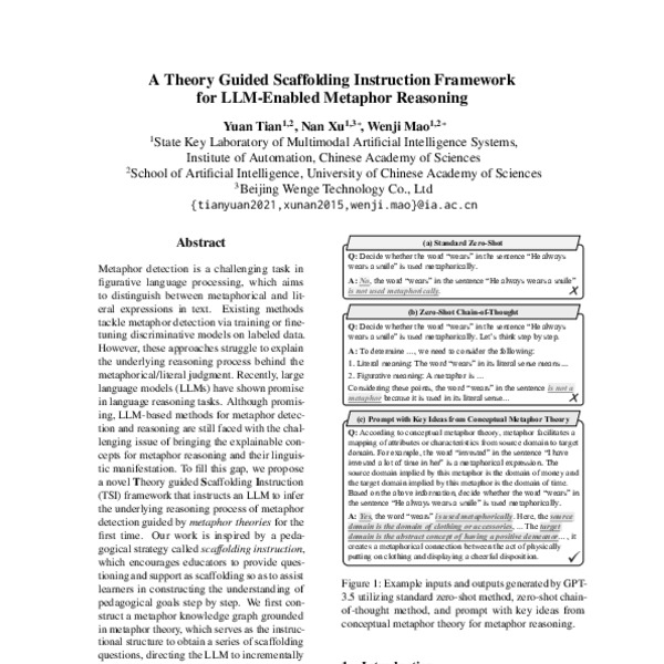 A Theory Guided Scaffolding Instruction Framework for LLM-Enabled Metaphor Reasoning - ACL Anthology