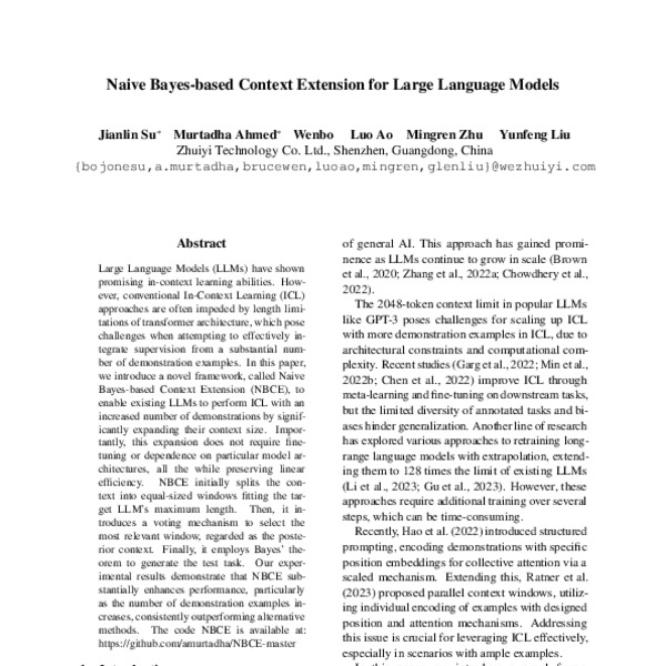 Naive Bayes Based Context Extension For Large Language Models Acl Anthology