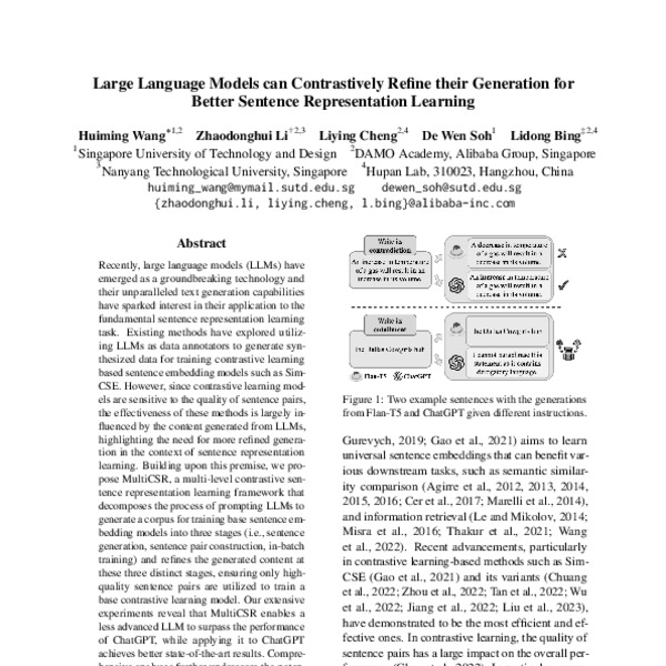 Large Language Models can Contrastively Refine their Generation for Better Sentence ...