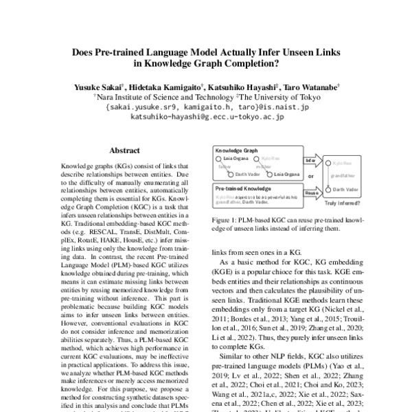 Does Pre Trained Language Model Actually Infer Unseen Links In Knowledge Graph Completion Acl