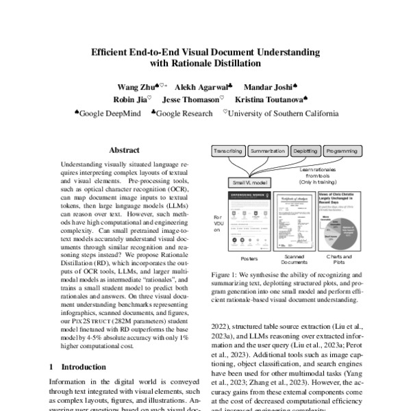 Efficient End-to-End Visual Document Understanding with Rationale Distillation - ACL Anthology