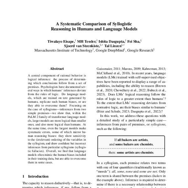 A Systematic Comparison of Syllogistic Reasoning in Humans and Language ...