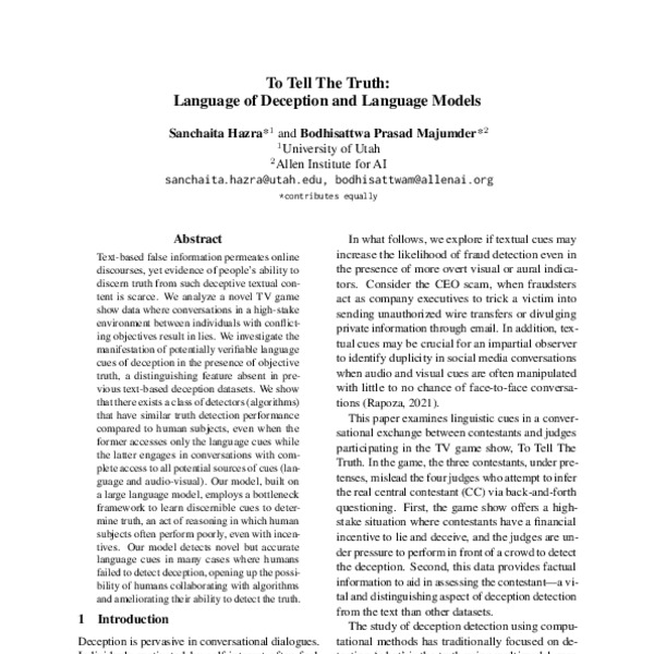 To Tell The Truth: Language of Deception and Language Models - ACL Anthology