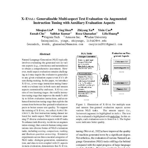X-Eval: Generalizable Multi-aspect Text Evaluation via Augmented Instruction Tuning with ...