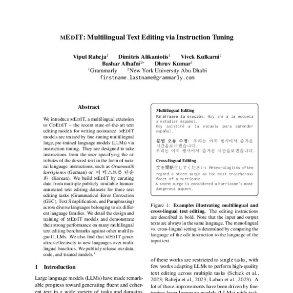 mEdIT: Multilingual Text Editing via Instruction Tuning - ACL Anthology