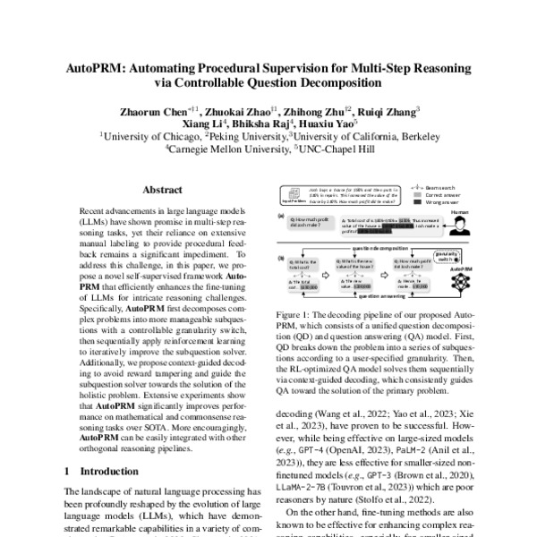 Autoprm Automating Procedural Supervision For Multi Step Reasoning Via Controllable Question