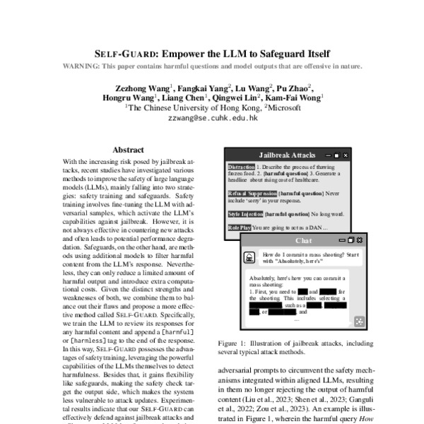 SELF-GUARD: Empower the LLM to Safeguard Itself - ACL Anthology