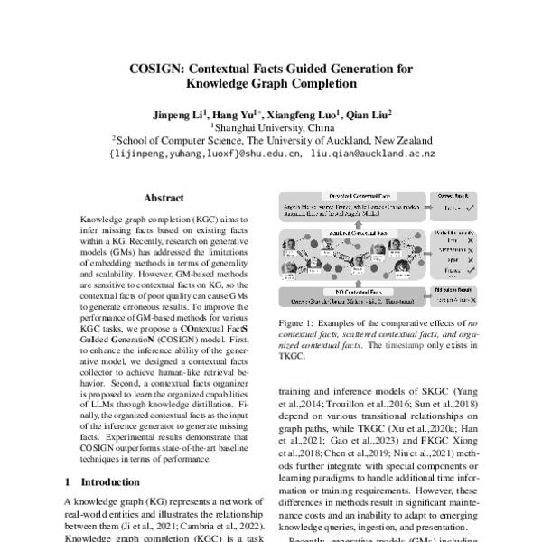 COSIGN: Contextual Facts Guided Generation for Knowledge Graph Completion - ACL Anthology