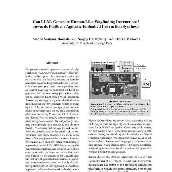 Can LLM’s Generate Human-Like Wayfinding Instructions? Towards Platform-Agnostic Embodied ...